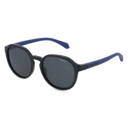 Polaroid PLD 8078/S | Kinder-Sonnenbrille | Fassung: Vollrand, Panto, Kunststoff, Schwarz | Glasfarbe: Grau