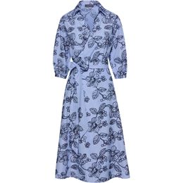 WHITE LABEL Wickelkleid mit Blumenstickerei Blau (Gr&ouml;&szlig;e: 36)