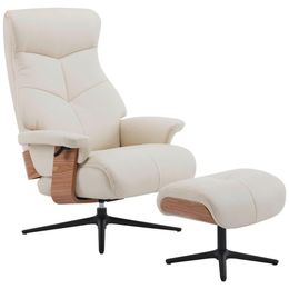 P & B Relaxsesselset, Beige, Metall, Echtleder, Rindleder, Pappel, massiv, 78x111x81 cm, Relaxfunktion, Wohnzimmer, Sessel, Relaxsessel