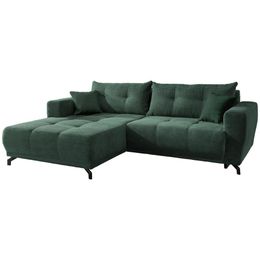 Mid.you Ecksofa, Dunkelgr&uuml;n, Metall, 4-Sitzer, F&uuml;llung: Schaumstoff, Ottomane links, L-Form, 246x177 cm, seitenverkehrt erh&auml;ltlich, R&uuml;cken echt, Armteil links, rechts, elektrischer Sitzvorzug, Wohnzimmer, Sofas & Couches, Wohnlandschaften, Ecksofas