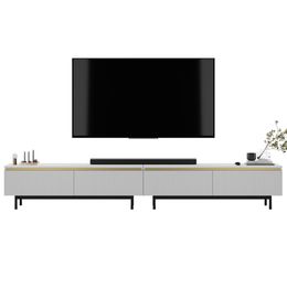 TV-LOWBOARD 2er-Set Selene Wei&szlig; matt 280 cm mit Metallrahmen
