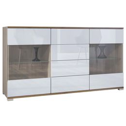 Vladon SIDEBOARD Bari Wei&szlig; Hochglanz