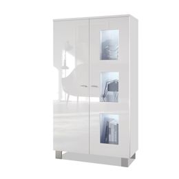 Vladon VITRINE Denjo T&uuml;r in Wei&szlig; Hochglanz