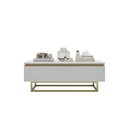 COUCHTISCH Selene Wei&szlig; matt 109 cm mit Metallrahmen