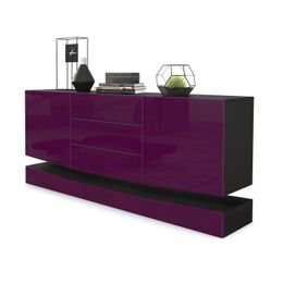 Vladon SIDEBOARD City Fronten in Brombeer Hochglanz