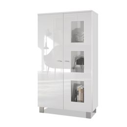 Vladon VITRINE Denjo T&uuml;r in Wei&szlig; Hochglanz