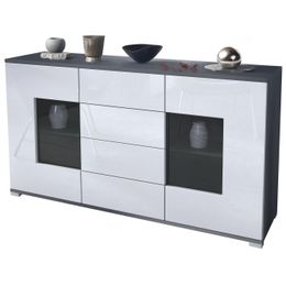 Vladon SIDEBOARD Gr&ouml;mitz Wei&szlig; Hochglanz
