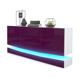 Vladon SIDEBOARD City Fronten in Brombeer Hochglanz