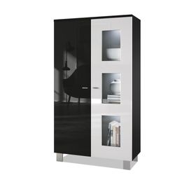 Vladon VITRINE Denjo T&uuml;r in Wei&szlig; Hochglanz