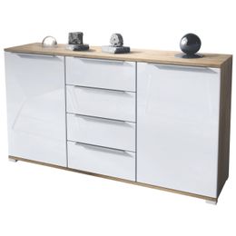 Vladon SIDEBOARD Linio Wei&szlig; Hochglanz