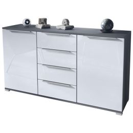 Vladon SIDEBOARD Linio Wei&szlig; Hochglanz