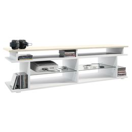 Vladon LOWBOARD Movie Platte des TV-Aufsatzes in Creme Hochglanz