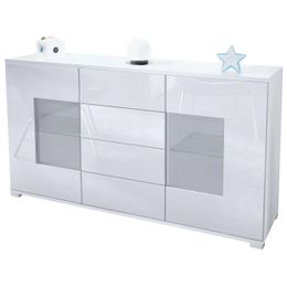 Vladon SIDEBOARD Gr&ouml;mitz Wei&szlig; Hochglanz