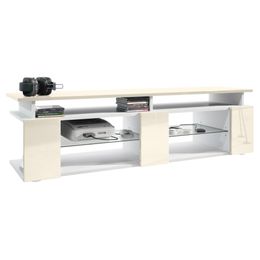 Vladon LOWBOARD Movie Fronten und obere Platte des Aufsatzes in Creme Hochglanz