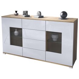 Vladon SIDEBOARD Gr&ouml;mitz Wei&szlig; Hochglanz