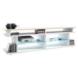 Vladon LOWBOARD Movie Platte des TV-Aufsatzes in Creme Hochglanz