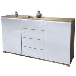 Vladon SIDEBOARD Faro Wei&szlig; Hochglanz