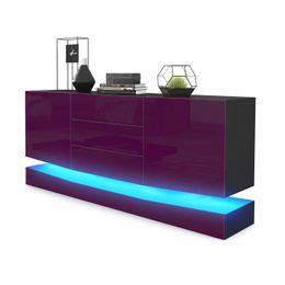 Vladon SIDEBOARD City Fronten in Brombeer Hochglanz
