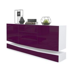 Vladon SIDEBOARD City Fronten in Brombeer Hochglanz