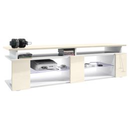 Vladon LOWBOARD Movie Fronten und obere Platte des Aufsatzes in Creme Hochglanz