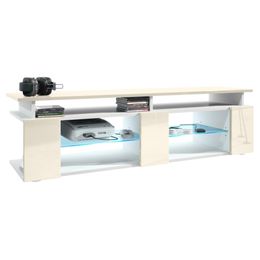 Vladon LOWBOARD Movie Fronten und obere Platte des Aufsatzes in Creme Hochglanz