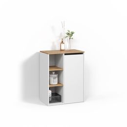 BADSCHRANK Paolina Wei&szlig;/Artisan 68 x 88.2 cm mit offenen Regalen und W&auml;schekorb