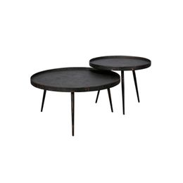 KAWOLA COUCHTISCH MAURI 2ER SET Schwarz Metall