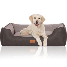 Knuffelwuff Hundebett Luke aus Velours mit feinem Handwebcharakter schwarz/ grau XXL