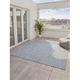 benuta Basic In- & Outdoor-Teppich Iowa Blau 300x300 cm - Teppich f&uuml;r Balkon, Terrasse & Garten