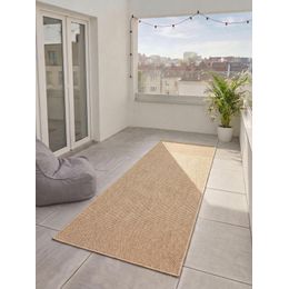 benuta Basic In- & Outdoor-L&auml;ufer Iowa Beige 80x250 cm - Teppich f&uuml;r Balkon, Terrasse & Garten