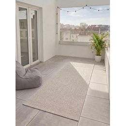 benuta Basic In- & Outdoor-L&auml;ufer Iowa Cream 80x250 cm - Teppich f&uuml;r Balkon, Terrasse & Garten