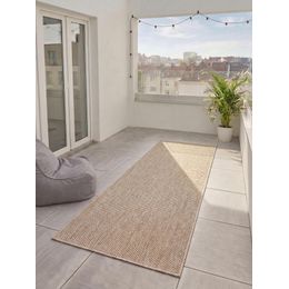 benuta Basic In- & Outdoor-L&auml;ufer Iowa Taupe 80x300 cm - Teppich f&uuml;r Balkon, Terrasse & Garten