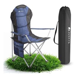 Juskys Campingstuhl Lido mit Getr&auml;nkehalter & Tasche - Camping Klappstuhl gepolstert - Stuhl Blau