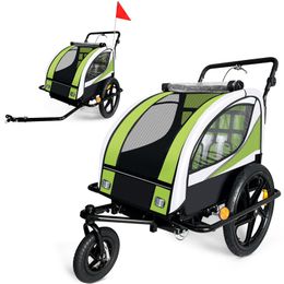SAMAX 360&deg; drehbarer Fahrradanh&auml;nger 2in1 Jogger - in Gr&uuml;n - Black Frame