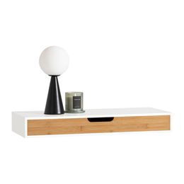 sobuy Wandregal, Wei&szlig;, Natur, Holzwerkstoff, 60x8x25 cm, Wohnzimmer, Regale, Wandregale
