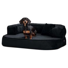 tierlando SHARLEEN VISCO PLUS - Orthop&auml;disches Hundesofa mit kuscheligem Teddystoff anthrazit 80 cm, 30 cm, 60 cm