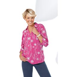 Damen Schlupfbluse im floralen Dessin fuchsia-ecru-bedruckt, Gr&ouml;&szlig;e 38