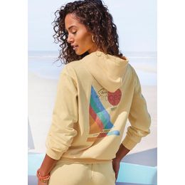 BENCH. LOUNGEWEAR Kapuzenpullover hellgelb Gr. 40/42 f&uuml;r Damen. Ohne Ausschnitt und Schriftz&uuml;ge, Drucke. Bequem. Nachhaltig.