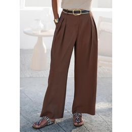 Lascana Palazzohose 'aus sommerlicher Webware' braun Gr. 46 f&uuml;r Damen. Figurumspielend