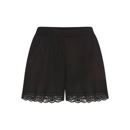 Lascana Schlafhose schwarz Gr. 36/38 f&uuml;r Damen. Mit Spitze. Loose Fit. Nachhaltig.