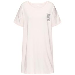 s.Oliver Sleepshirt pink Gr. 32/34 f&uuml;r Damen. Rundhals und Print. Loose Fit. Nachhaltig.