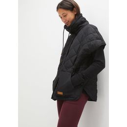 bonprix Oversize Funktions-Steppweste wasserabweisend, schwarz, Gr.54, Wasserabweisende Steppweste im l&auml;ssigen Look mit raffbarer Taille, aus BIONIC-FINISH&reg; ECO