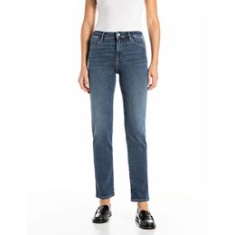 Straight-Jeans Replay "ZOLIE", Damen, Gr. 32, L&auml;nge 32, blau (dunkelblau), Denim/Jeans, Obermaterial: 83% Baumwolle, 10% Modal, 4% Elastomultiester, 3% Elasthan, straight fit lang, Jeans Straight-Jeans