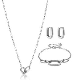 Ohrring und Ketten Set MARC LAUDER "MS010S", silber, Schmuck_Sets, Damen, 40-45cm/20.5cm, Edelstahl, 40-45cm/20.5cm