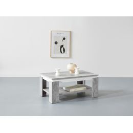 Couchtisch Hela "TIM", grau (betonopt, ws), B:90cm H:41cm T:60cm, Tische, Couchtisch, mit Ablageboden, quadratisch oder rechteckig