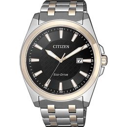 Solaruhr Citizen, silber (silbergoldfarben, schwarz), Armbanduhren, Herren, Armbanduhr, Herrenuhr, Datum, Saphirglas, Edelstahlarmband