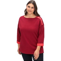 sheego Damen Sweatshirt mit kontrastfarbenen Details dunkelrot Gr&ouml;&szlig;e 52/54