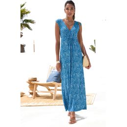 Lascana Damen Maxikleid blau-creme bedruckt Gr&ouml;&szlig;e 34