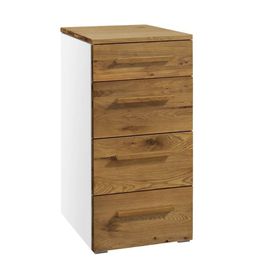 Pharao24.de Hochkommode Kommode teilmassiv mit Holzgriffen