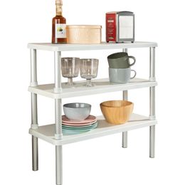 K&uuml;chenregal Ruco, grau (alu, wei&szlig;), B:55cm H:55cm T:23,5cm, Aluminium, Regale, mit 3 Etagen, Aluminium/Kunststoff